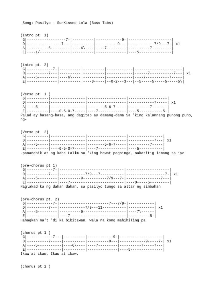 Pasilyo Bass | PDF