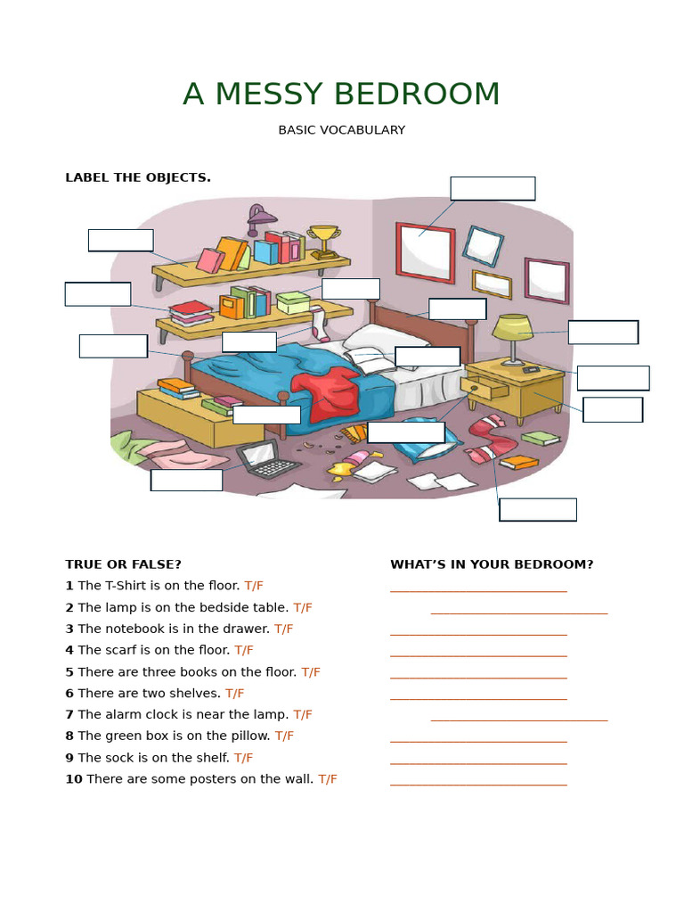 Vocabulary Prepositions of Place A Messy Room 158759 | PDF