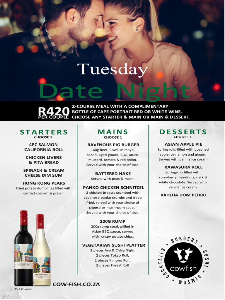 CowFish DateNight Menu | PDF