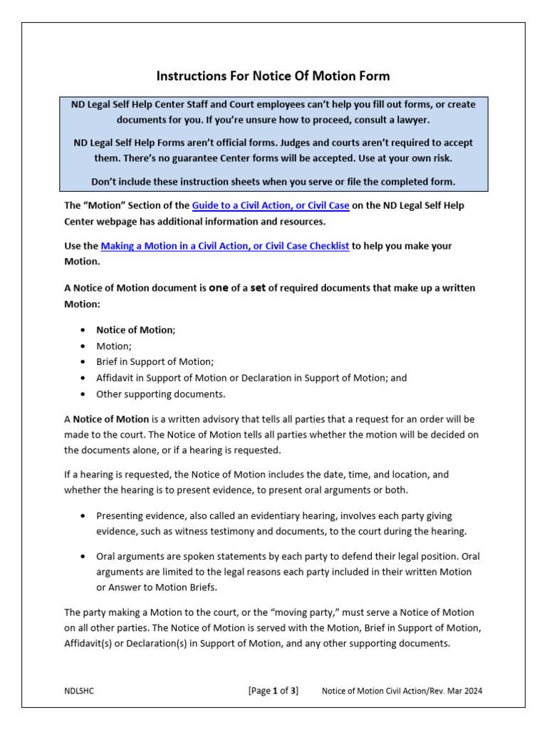 Notice of Motion Civil Action | PDF | Lawsuit | Affidavit