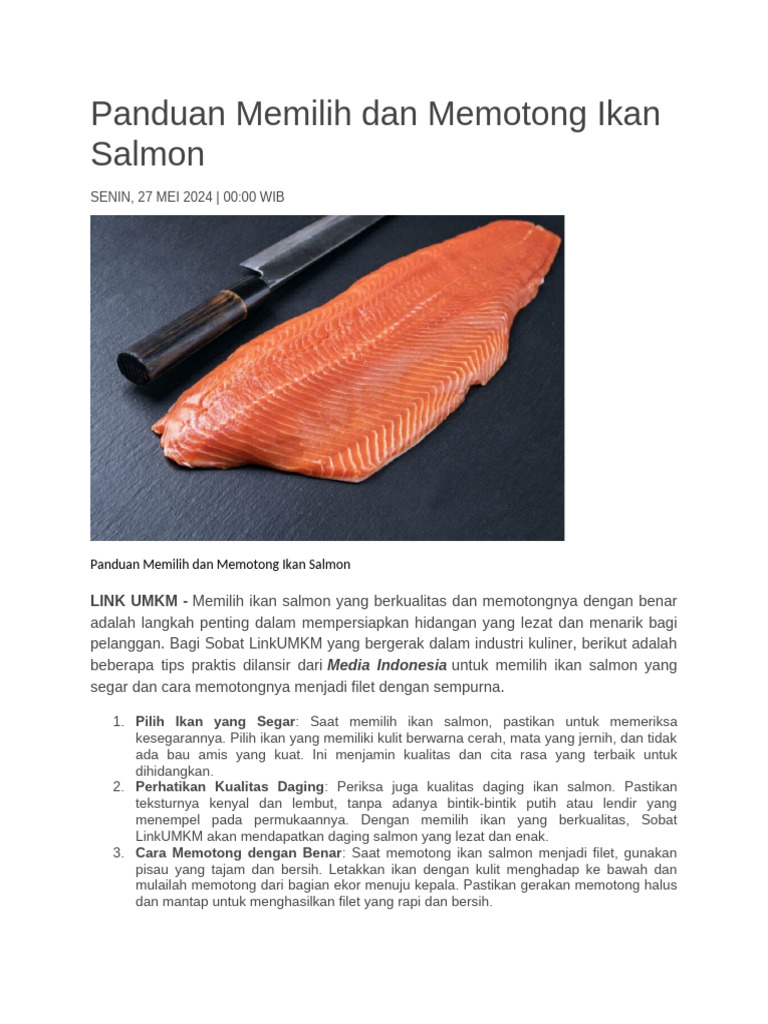 Panduan Memilih Dan Memotong Ikan Salmon | PDF