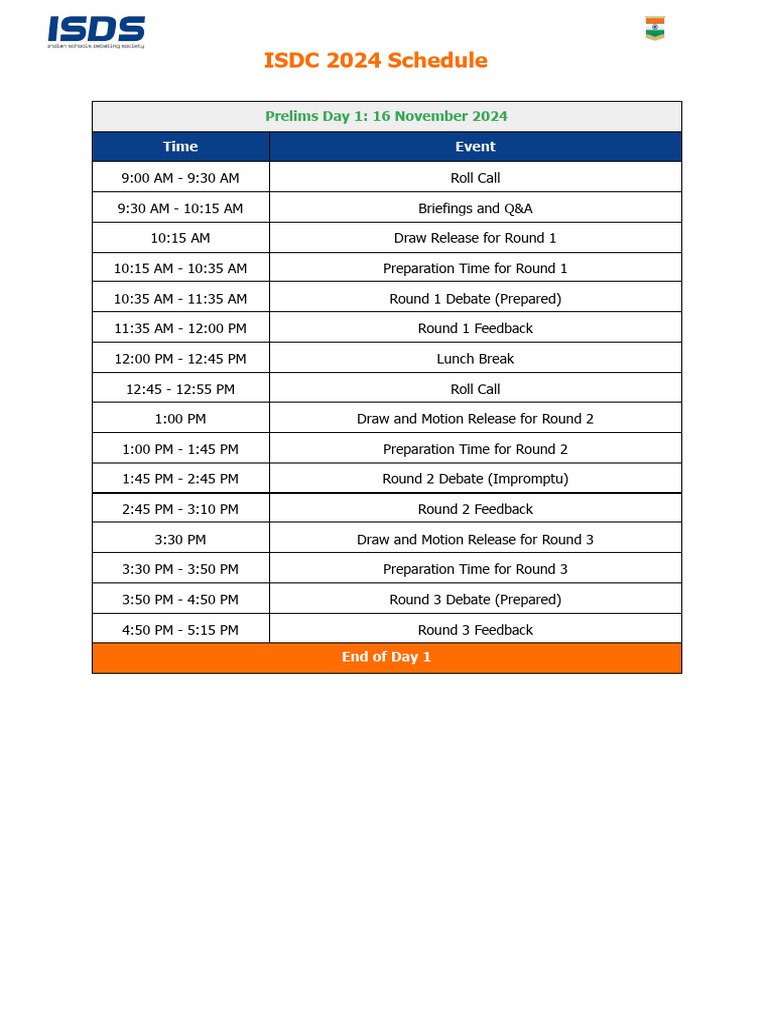 ISDC 2024 Schedule | PDF | Entertainment Events | Competition