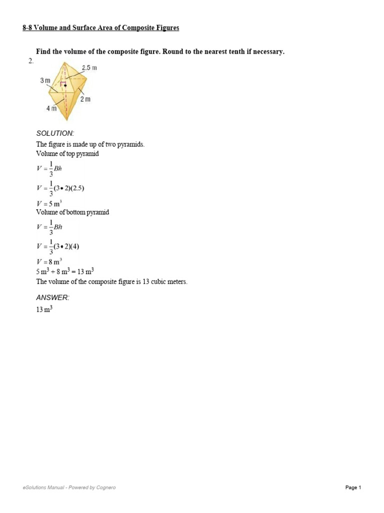 8 8 Volume and Surface Area of Composite Figures Solutions Evens | PDF ...