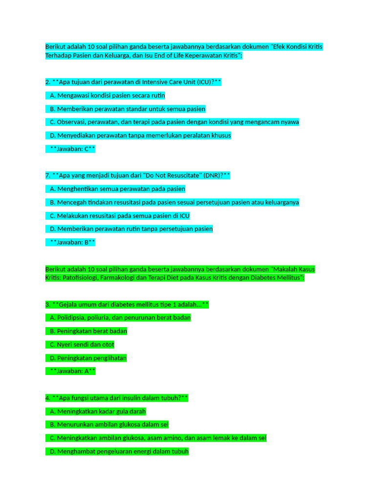 Berikut Adalah 10 Soal Pilihan Ganda Beserta Jawabannya Berdasarkan Dokumen | PDF | Sains ...