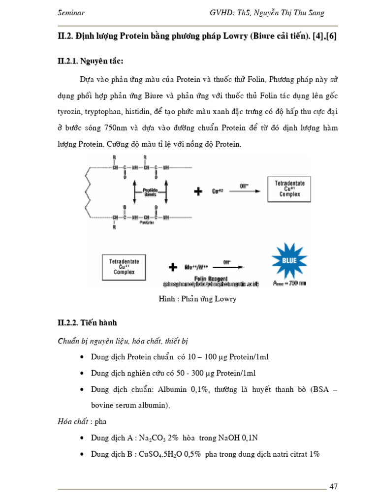 Định lượng Protein bằng phương pháp lowry | PDF