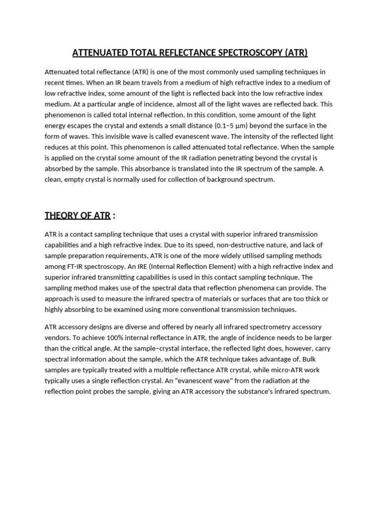 Understanding ATR Spectroscopy Techniques | PDF | Absorption ...