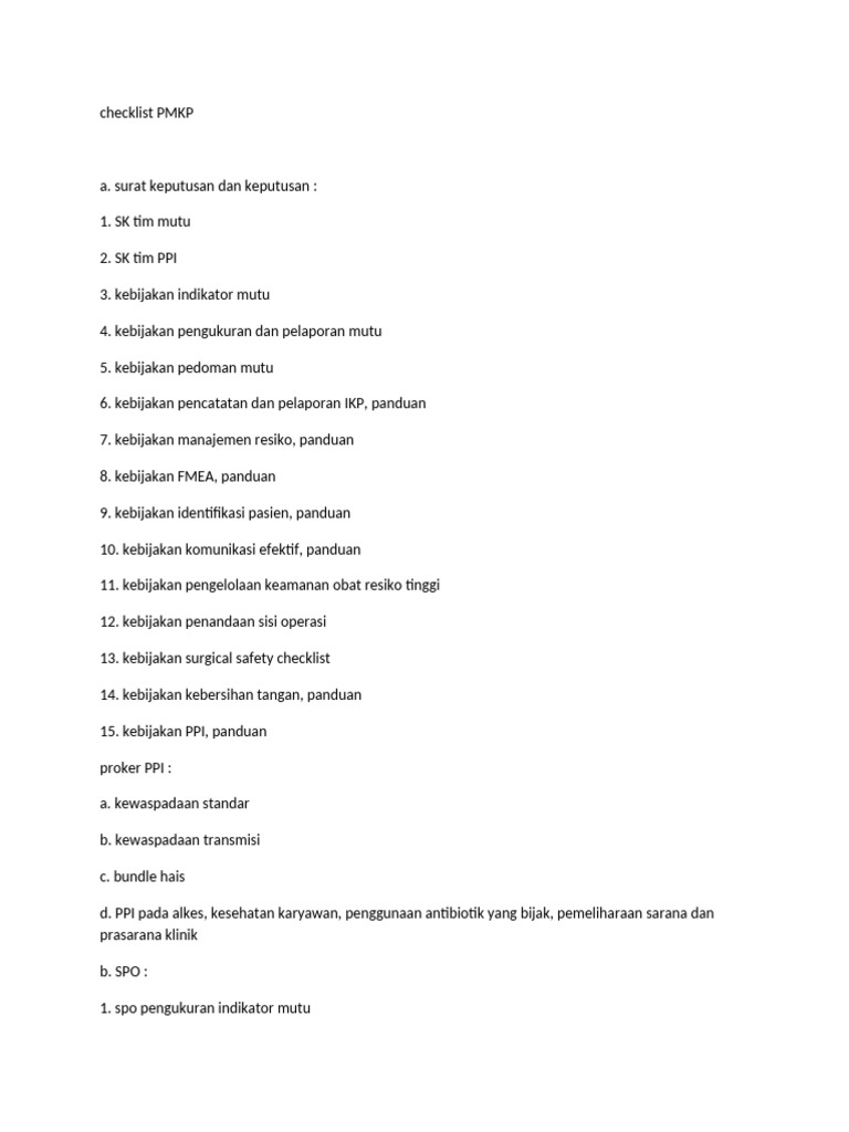 Checklist PMKP-WPS Office | PDF