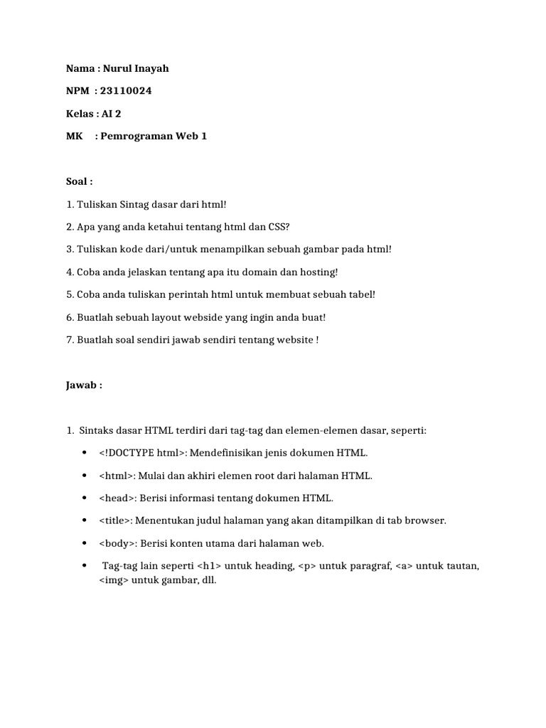 Panduan Dasar HTML dan CSS untuk Web | PDF