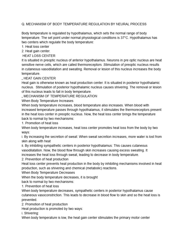mechanism | PDF | Hypothalamus | Thermoregulation
