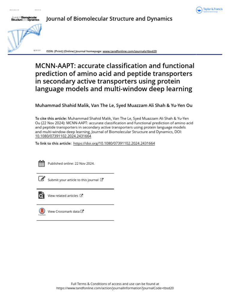 MCNN-AAPT Accurate Classification and Functional Prediction of Amino Acid and Peptide ...