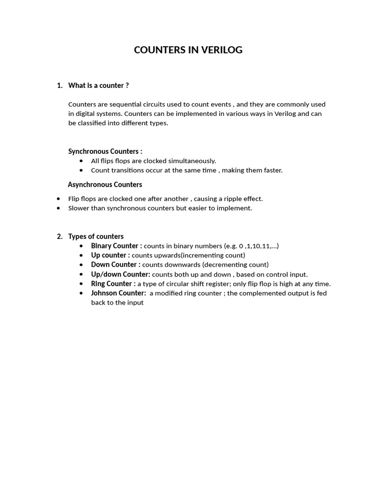 COUNTERS IN VERILOG | PDF | Electrical Circuits | Electronics COUNTERS IN VERILOG | PDF | Electrical Circuits | Electronics