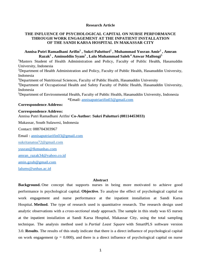 Manuscript Annisa Arifin | PDF | Coefficient Of Determination | P Value