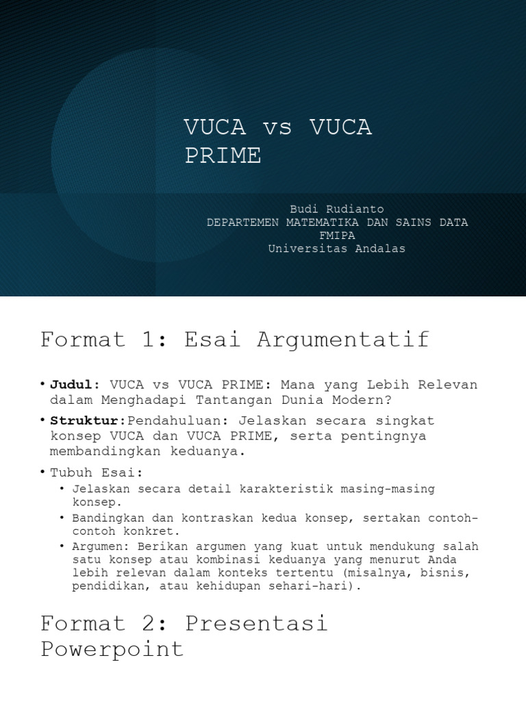 VUCA vs VUCA PRIME: Relevansi di Era Modern | PDF