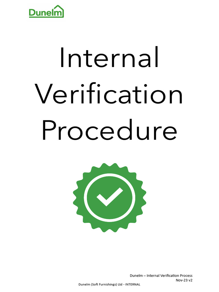 Dunelm - Internal Verification Process (GRS Requirement) | PDF ...