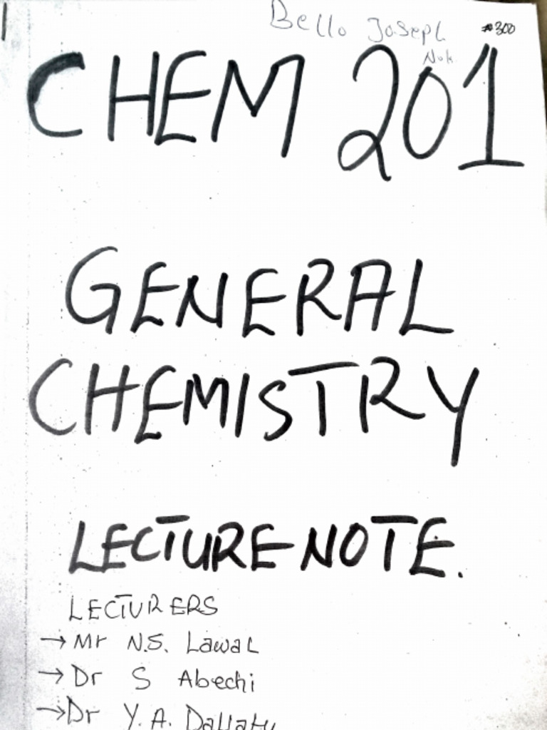 CHEM 201 Handout | PDF