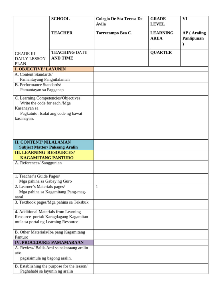 Lesson Plan SAmple | PDF