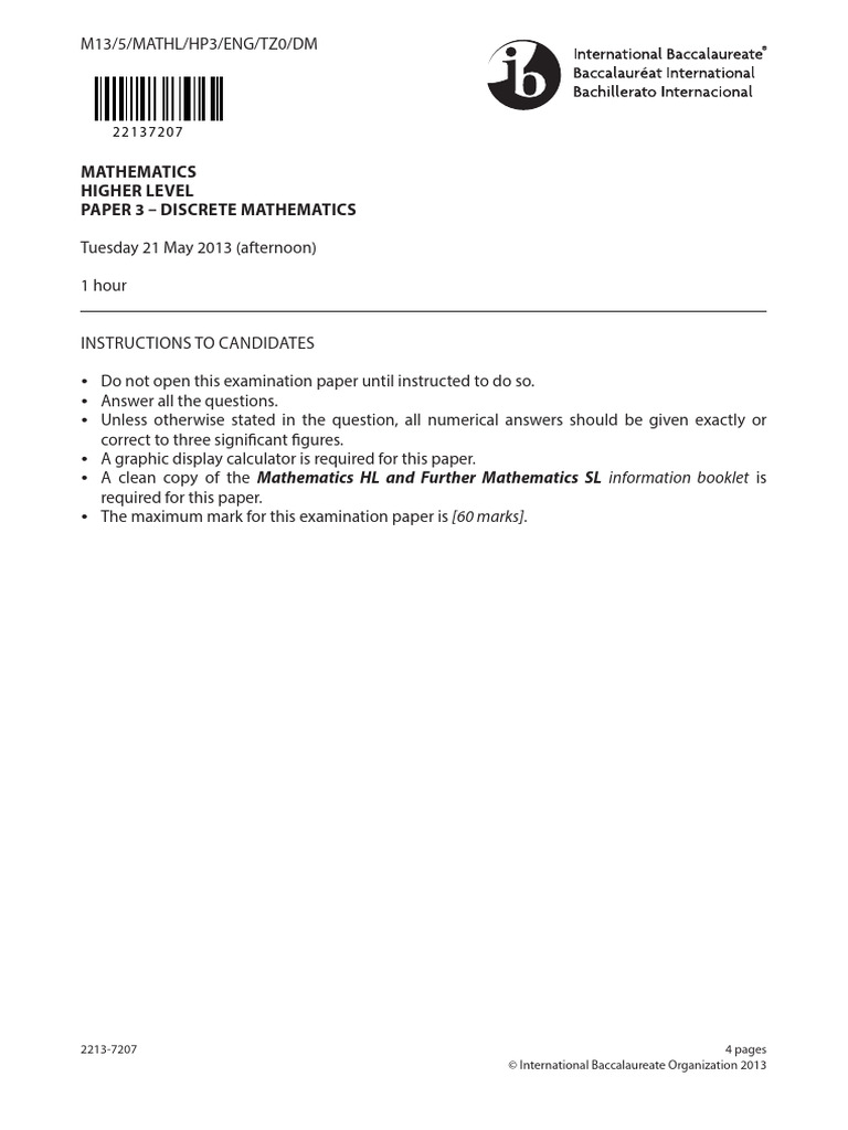 Mathematics Paper 3 Discrete Mathematics Hl Pdf Discrete Mathematics Theoretical Computer 3544