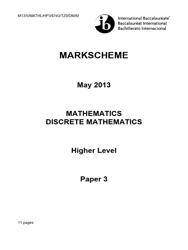 Mathematics Paper 3 Discrete Mathematics HL Markscheme | PDF | Matrix (Mathematics) | Graph Theory