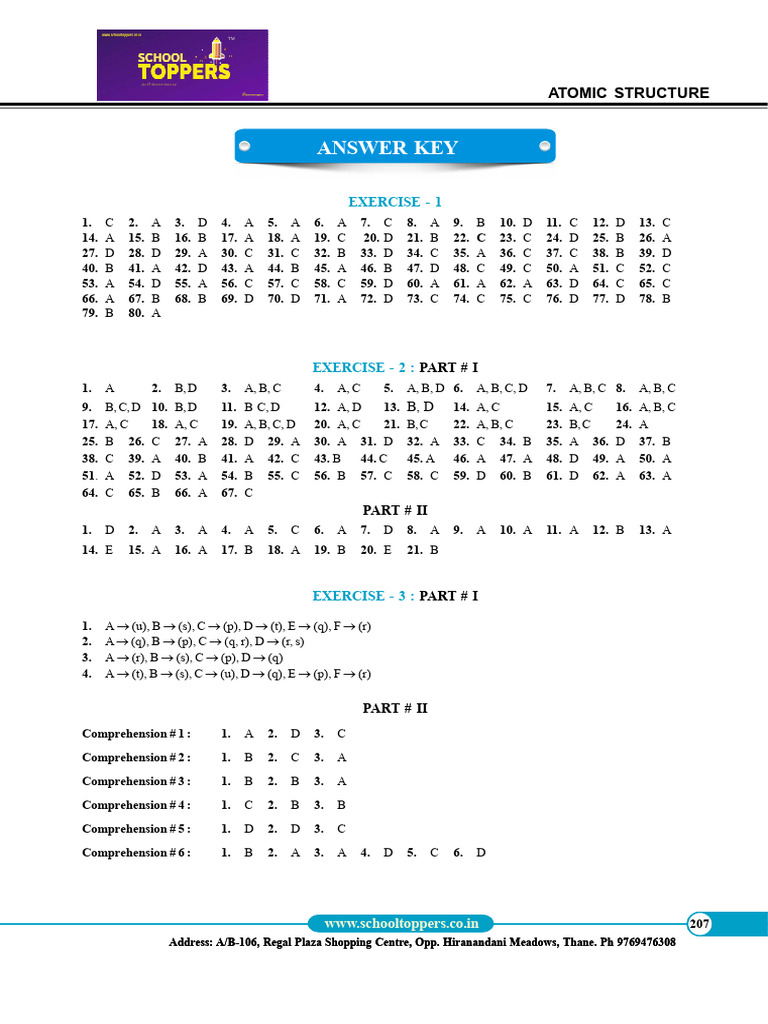 02 Atomic Structure (Exercise) Jee 2 | PDF | Chemistry