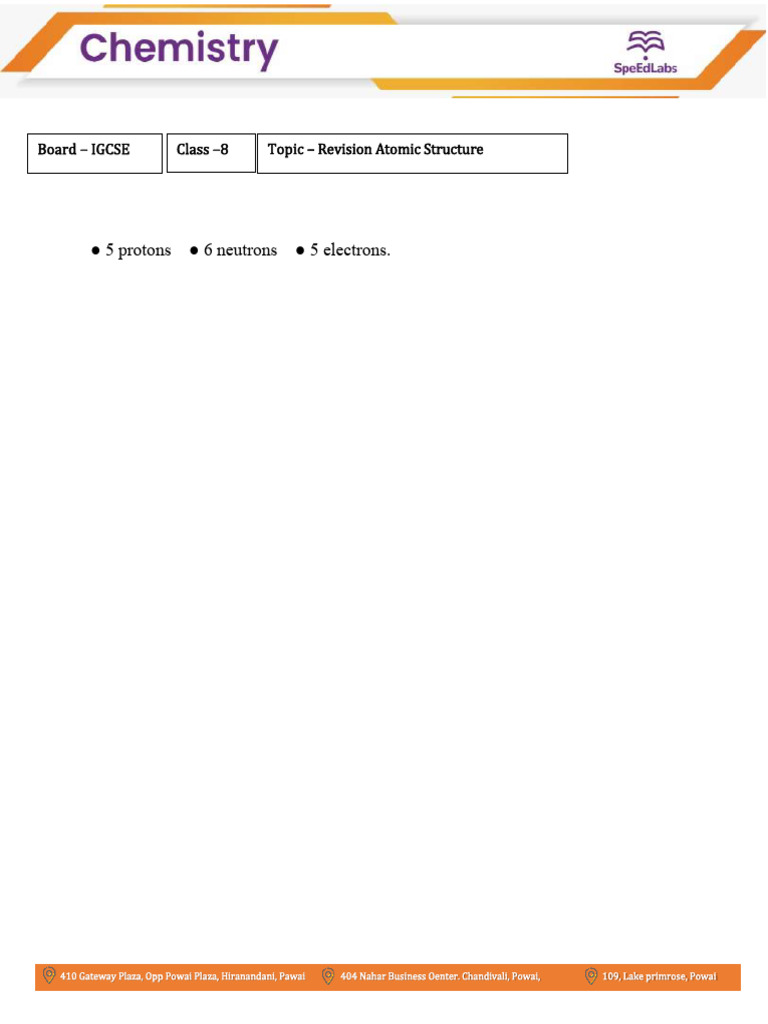 Atomic Structure IGCSE Revision | PDF | Proton | Atoms