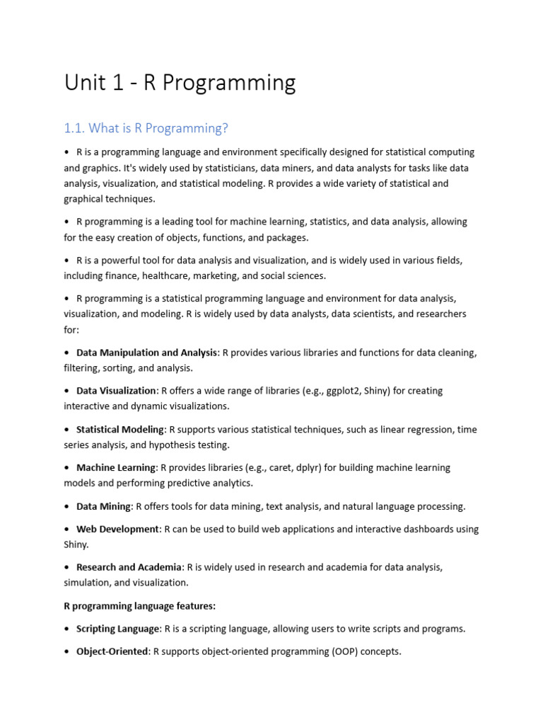 Unit 1 - R Programming | PDF | Integrated Development Environment ... Unit 1 - R Programming | PDF | Integrated Development Environment ...