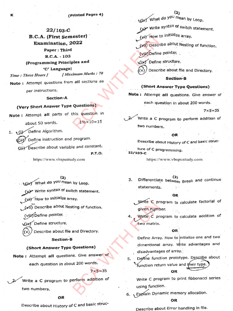 C-Language 2015-2022 Ques Paper | PDF