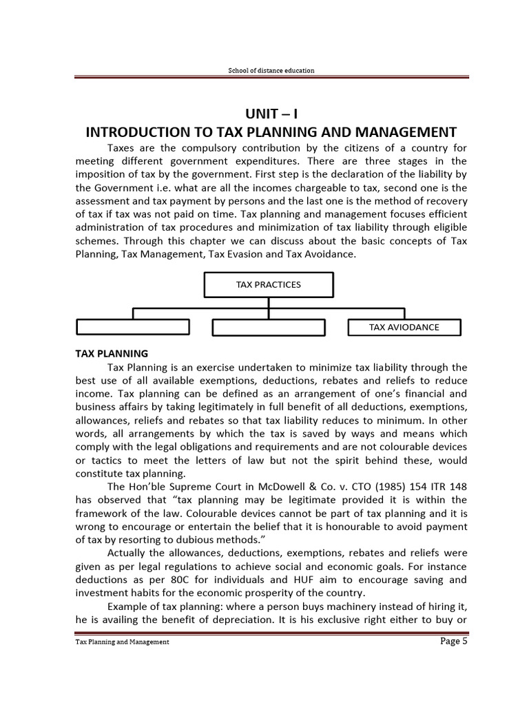 Tax Planning and Management Overview | PDF | Taxes | Tax Avoidance