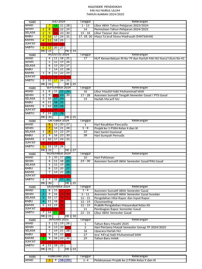 Kalender Pendidikan | PDF
