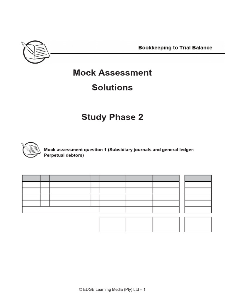 BKTB-mock Assessments Solutions2-1 | PDF | Bookkeeping | Debits And Credits