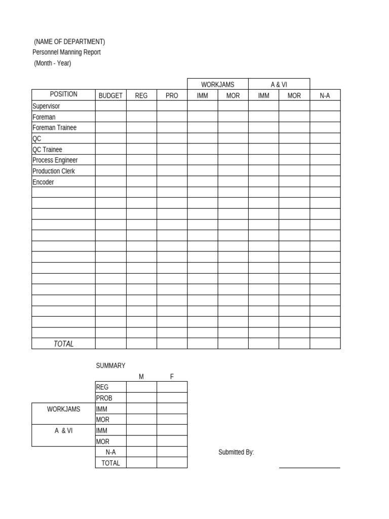 Personnel Manning Report Summary 2024 | PDF