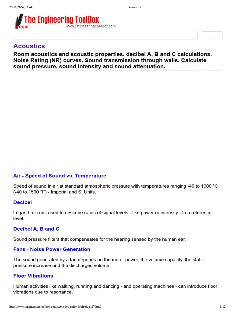 Acoustics | PDF | Noise | Sound