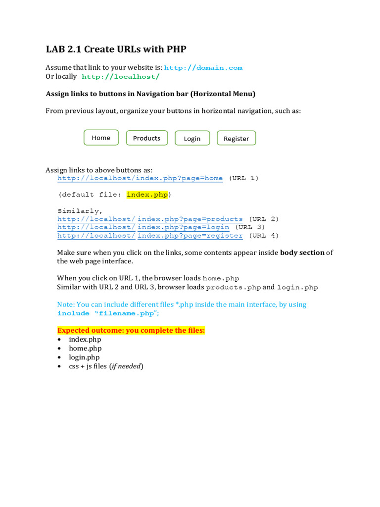 Lab 2.1 Create PHP Url Links | PDF | Computers
