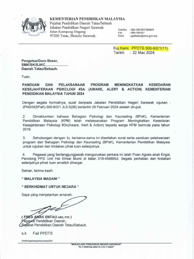 Surat - Panduan Dan Pelaksanaan Program Meningkatkan Kesedaran ...