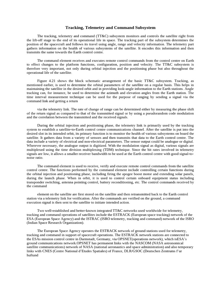 Lecture6 Tracking, Telemetry and Command Subsystem For SAT | PDF ...