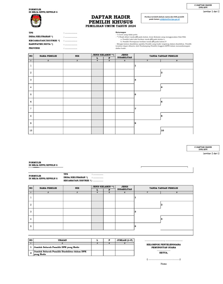 Daftar Hadir DPK | PDF