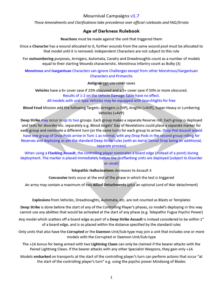 Mournival Campaigns v1.7 | PDF | Military Science | Military