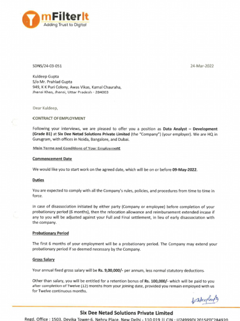 Offer Letter | PDF