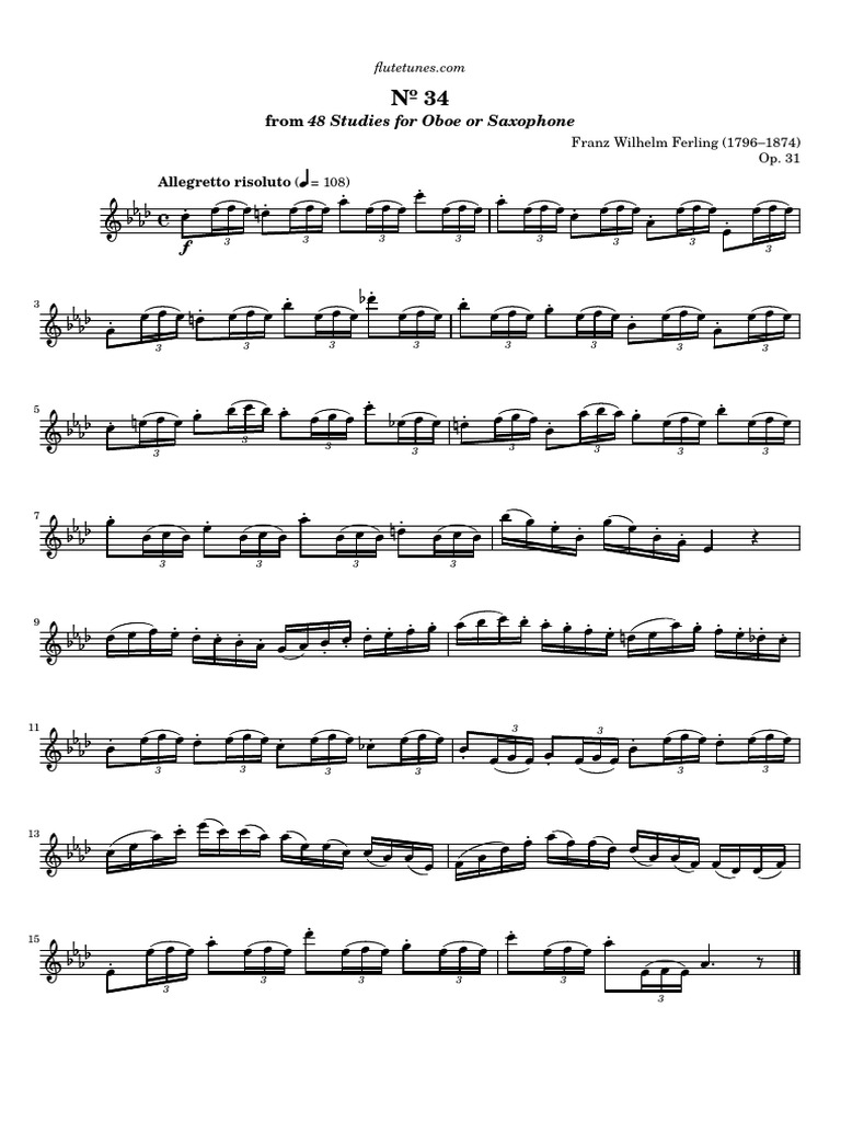 Ferling's Oboe/Saxophone Etude 34 | PDF