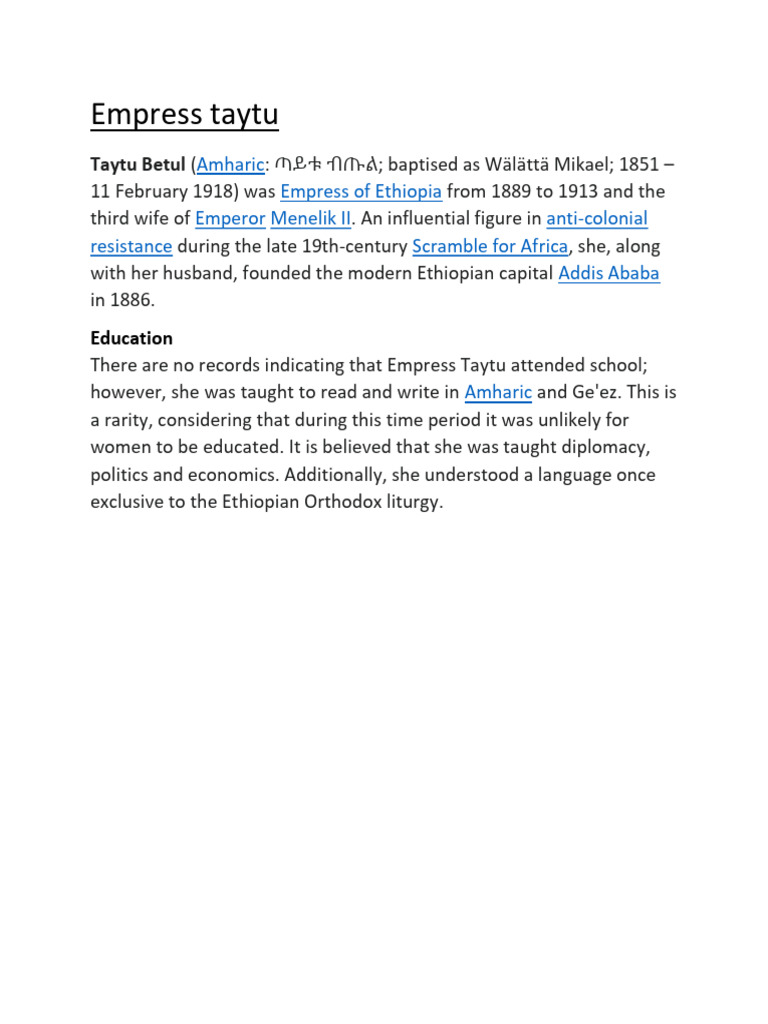 Empress Taytu | PDF | Travel