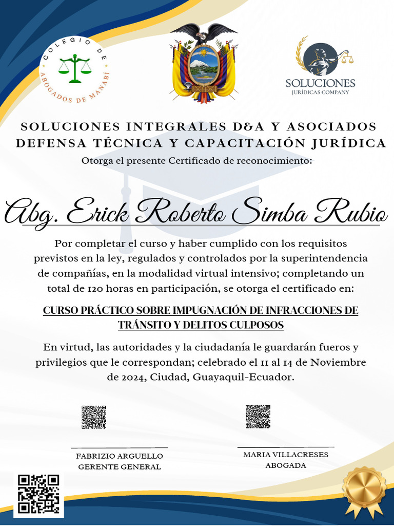 Abg. Erick Roberto Simba Rubio CURSO DE IMPUGNACIÓN DE INFRACCIONES DE ...