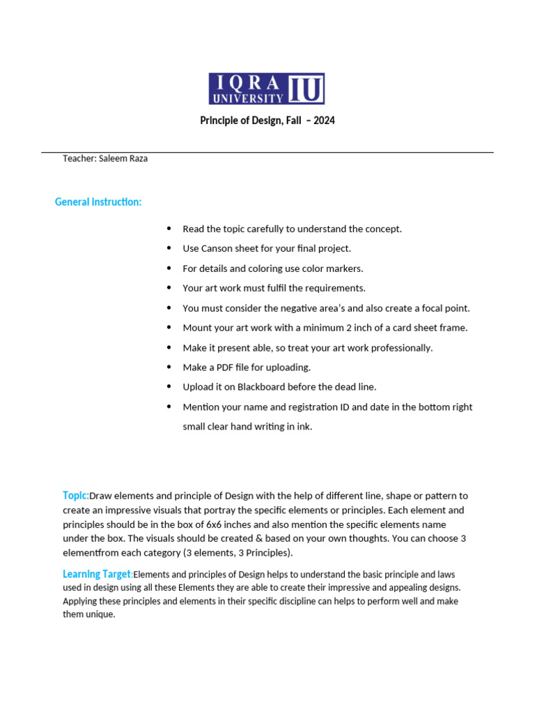 Design Principles Project Guidelines | PDF