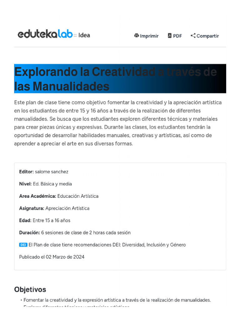 Explorando La Creatividad A Través de Las Manualidades | PDF