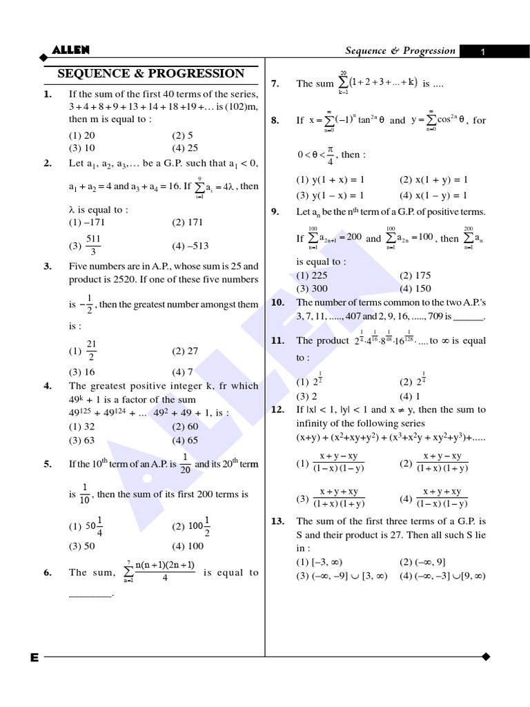 Sequence Progression | PDF