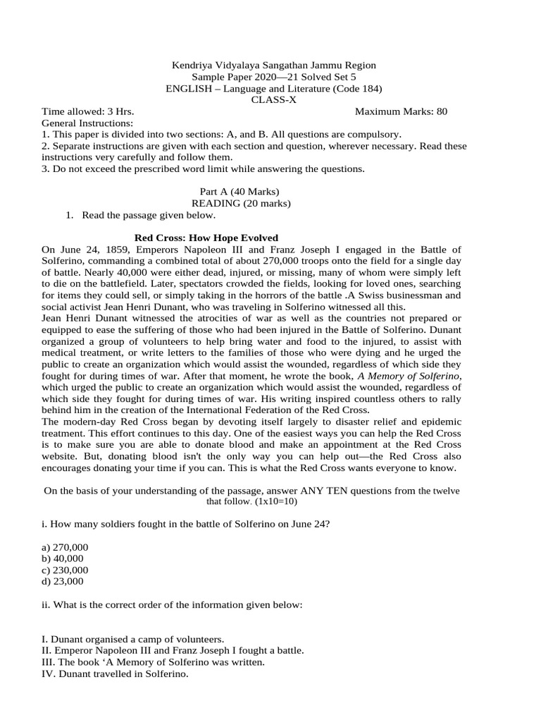 X Sample Paper Solved Set 5 | PDF | International Red Cross And Red ... X Sample Paper Solved Set 5 | PDF | International Red Cross And Red ...