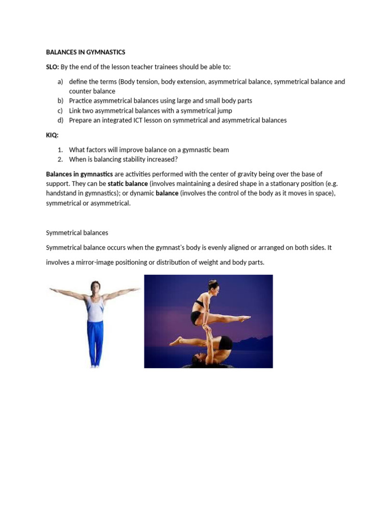BALANCES IN GYMNASTICS | PDF | Gymnastics