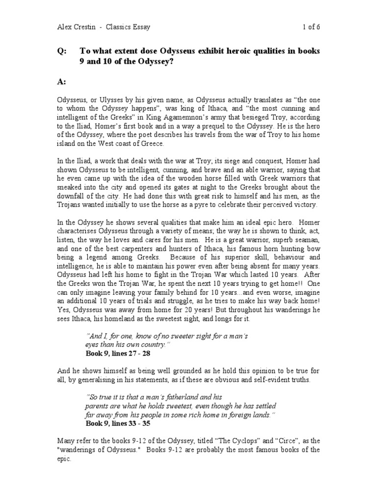 Odysseus Essay | Download Free PDF | Odysseus | Odyssey