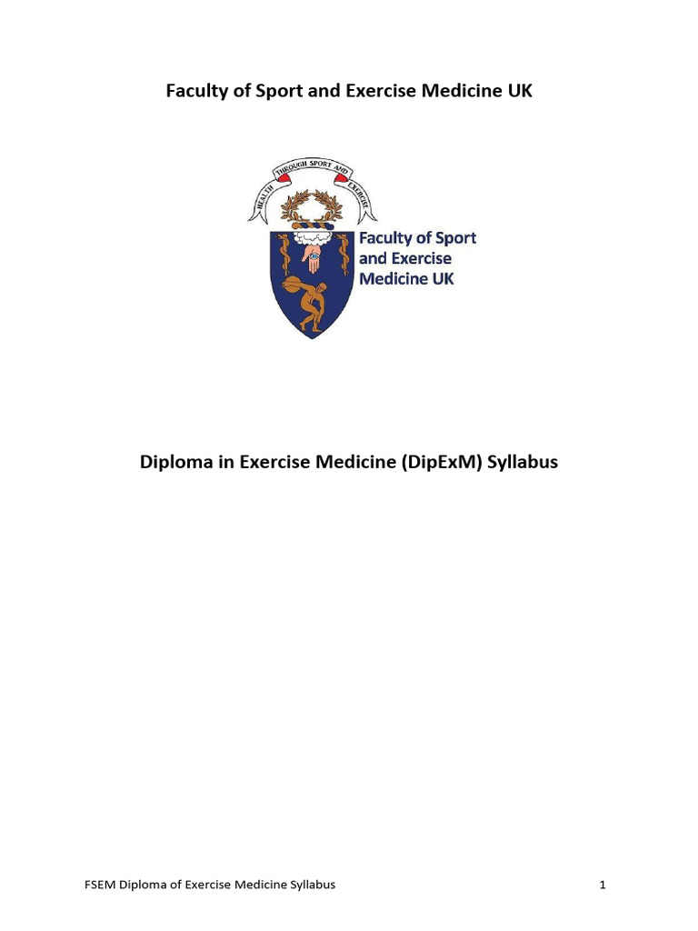 FSEM Diploma in Exercise Medicine Syllabus | PDF | Medicine | Physical ...
