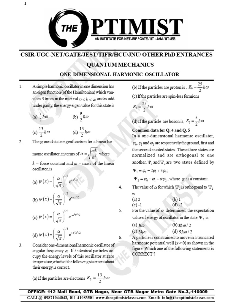 025a28d4238ef-One Dimensional Harmonic Oscillator | PDF | Wave Function ...