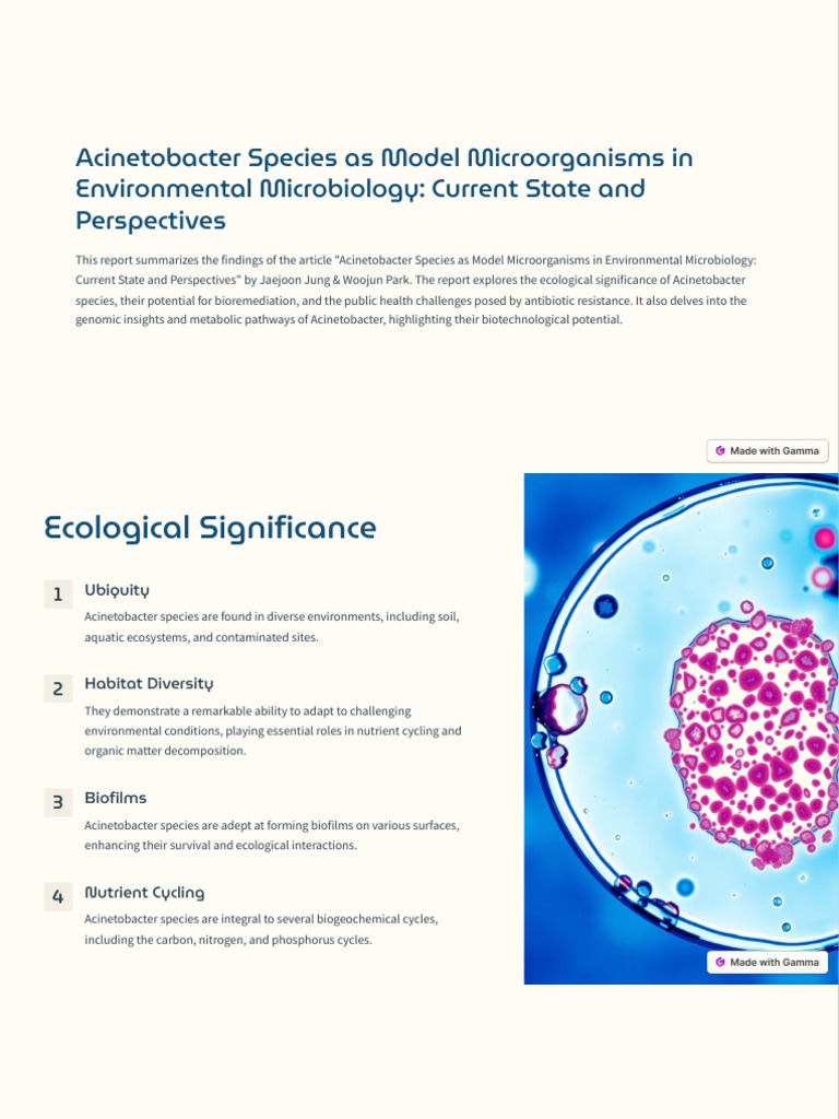 Acinetobacter Species As Model Microorganisms in Environmental ...