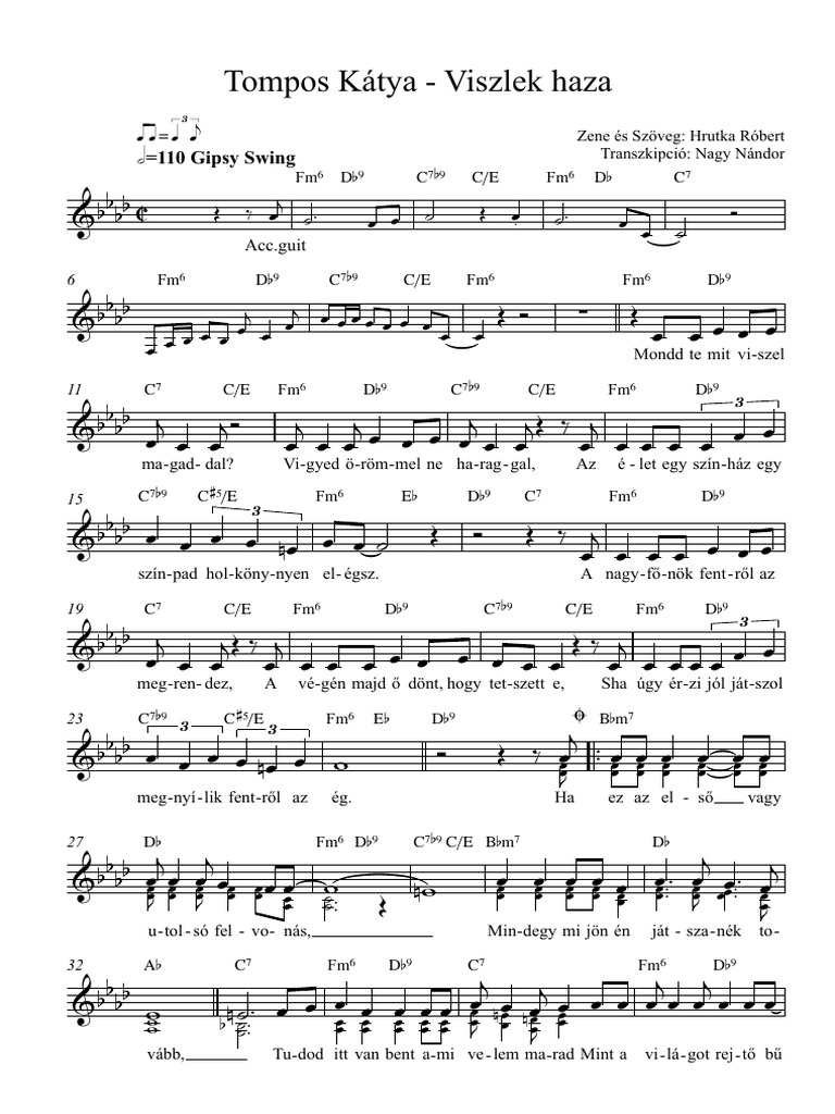 Tompos Kátya - Viszlek Haza | PDF